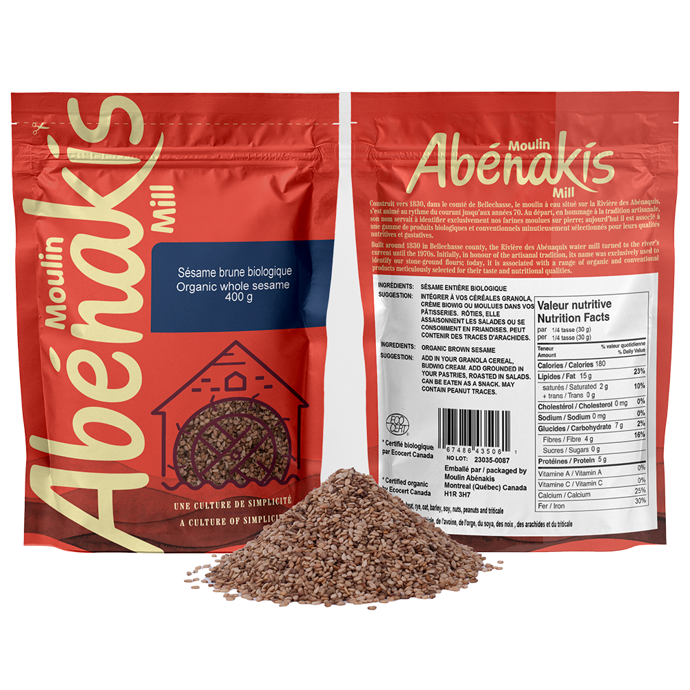 100% Organic Whole Brown Sesame Seeds - Abenakis Mill – Moulin Abénakis